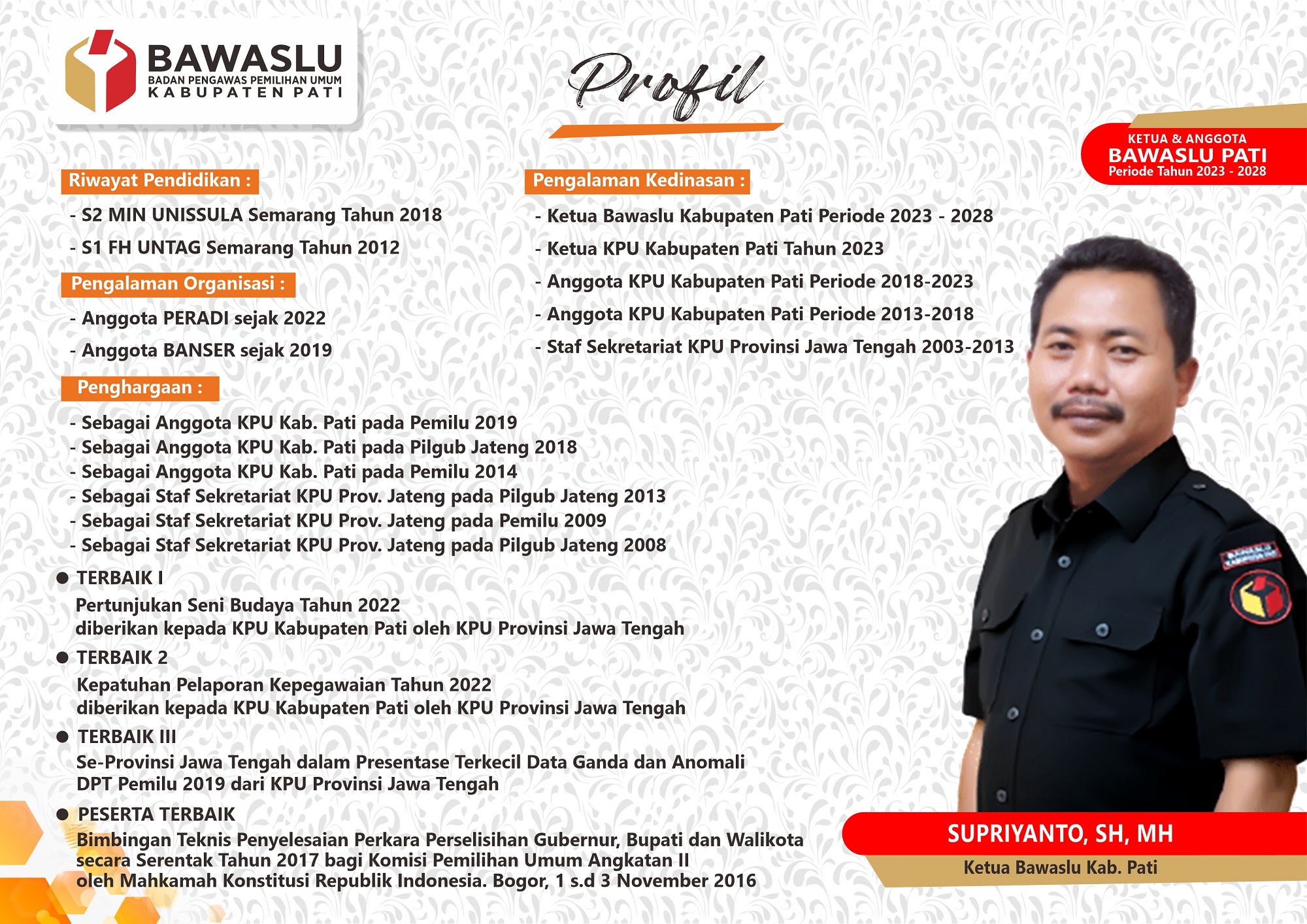 Profil Pimpinan Bawaslu Kabupaten Pati | Bawaslu